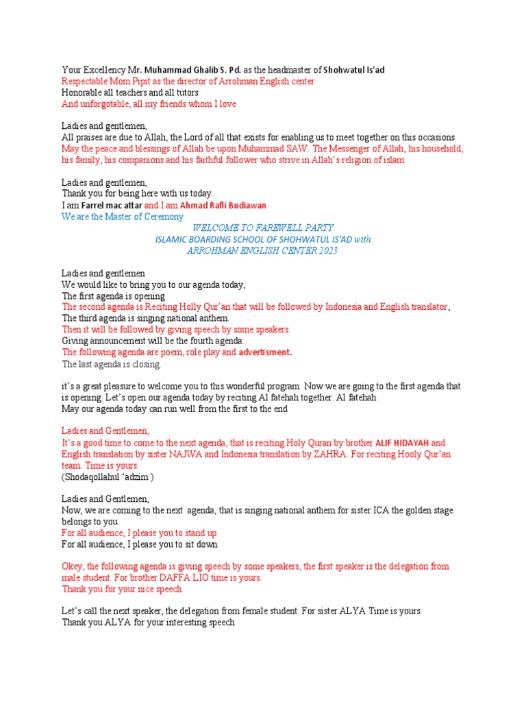 Farewell Party Program Overview | PDF | Art