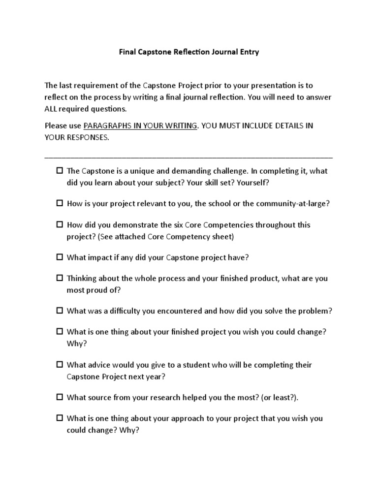 Final Capstone Reflection Journal Entry | PDF