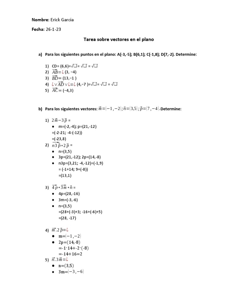 Tarea Sobre Vectores | PDF