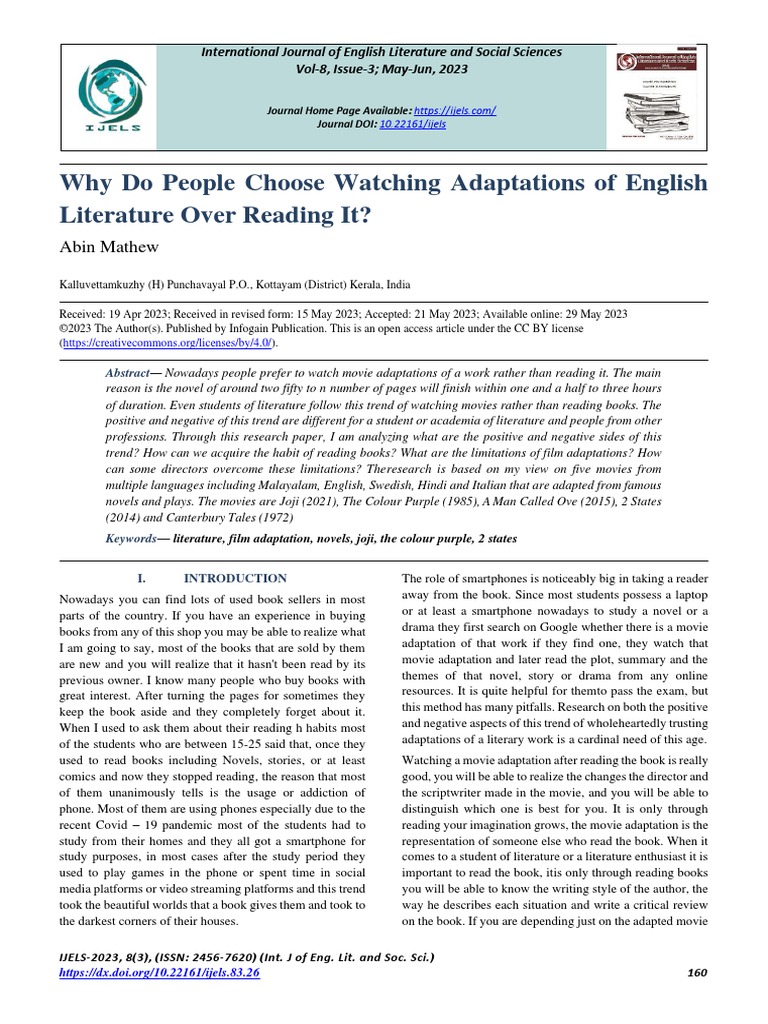 Film Adaptations vs. Reading Literature | PDF | Macbeth | Books