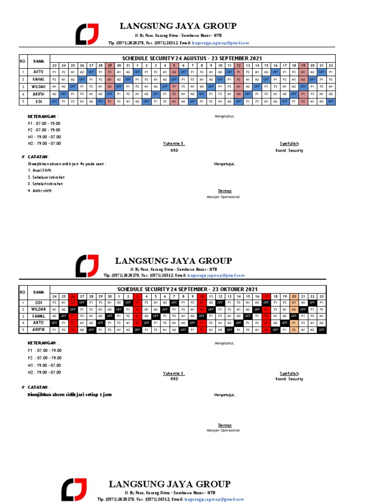 Jadwal Security Pdf