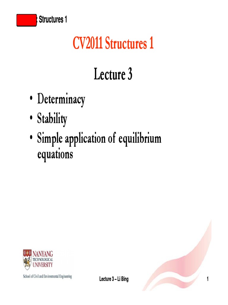 CV2011-Lecture3 - LiB (Determinacy & EQ) | PDF | Mechanics | Applied Mathematics