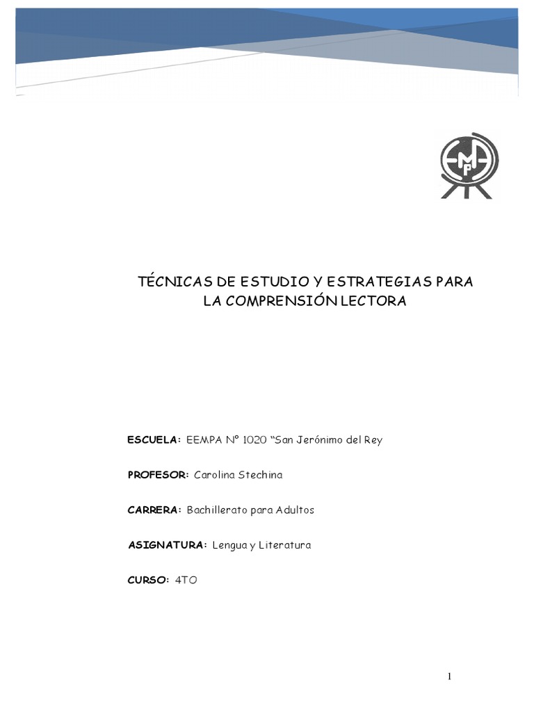 Cuadernillo - Tecnicas - de - Estudio EEMPA N°1020 4TO Año | PDF | Tierra | Separación de poderes
