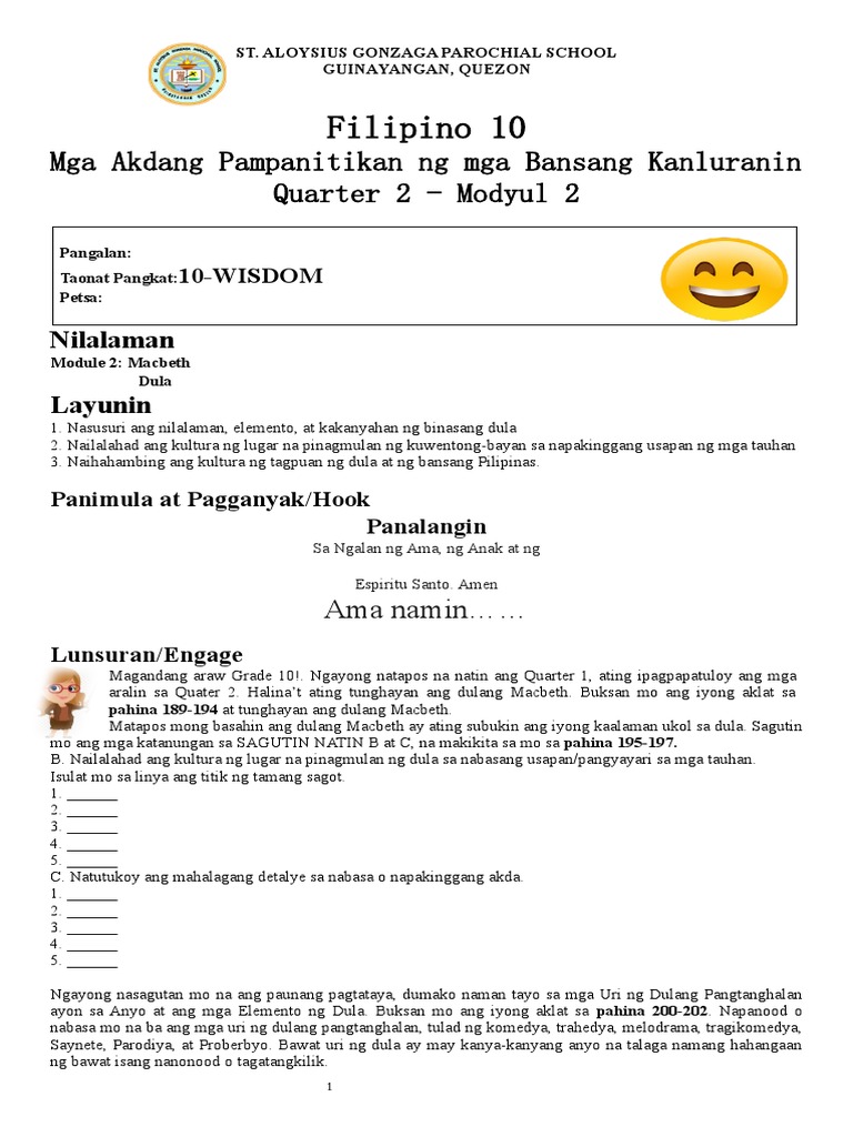 Filipino 10 Week 2 Pdf