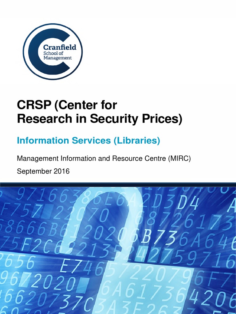 CRSP Guide Oct16 | PDF | Microsoft Excel | Cusip