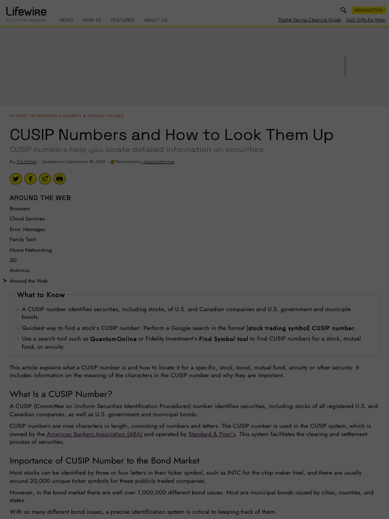 Cusip Numbers and How To Look Them Up | PDF | Computers