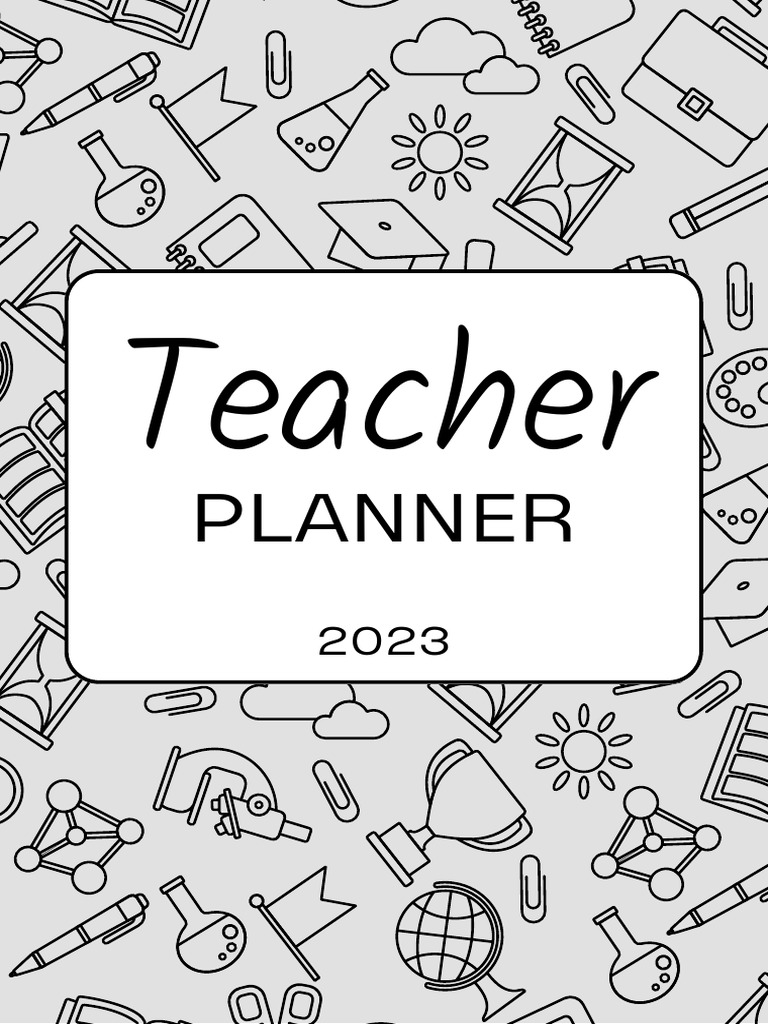 Black & White School Doodle 2023 Teacher Planner | PDF
