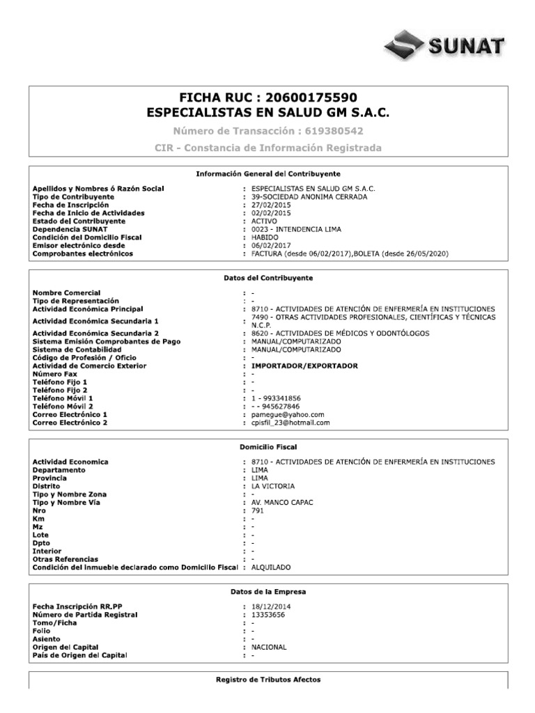 Ficha de Ruc 26.05.23 | PDF