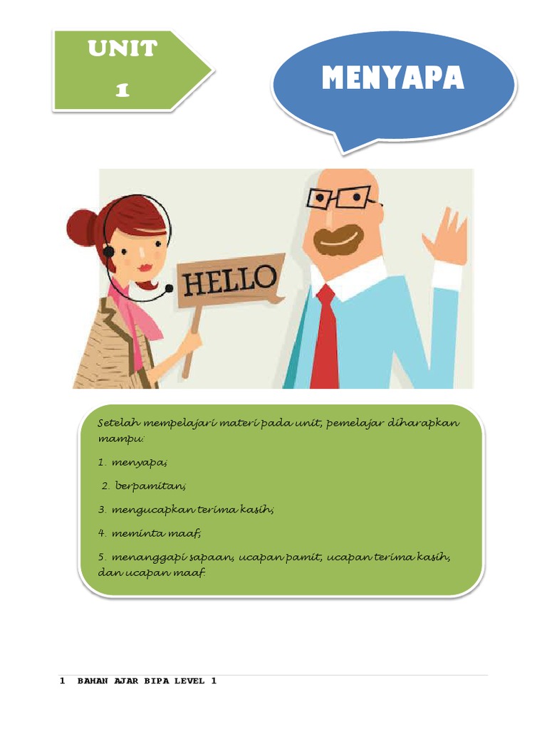 BAHAN AJAR BIPA LEVEL 1 PDF-KMMI BIPA Kelompok 1 | PDF