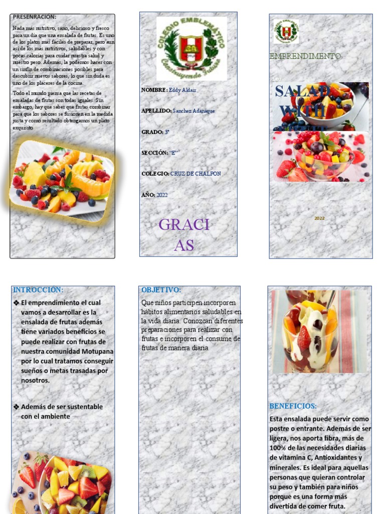 TRIPTICO DE Ensaladas de Frutas | PDF