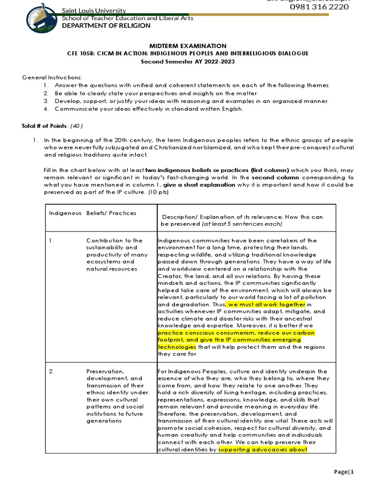 LOUELLA BETTINA SANTOS - CFE 105B - Midterm Exam - 2ndsem - AY 22-23 | Download Free PDF | Jesus ...