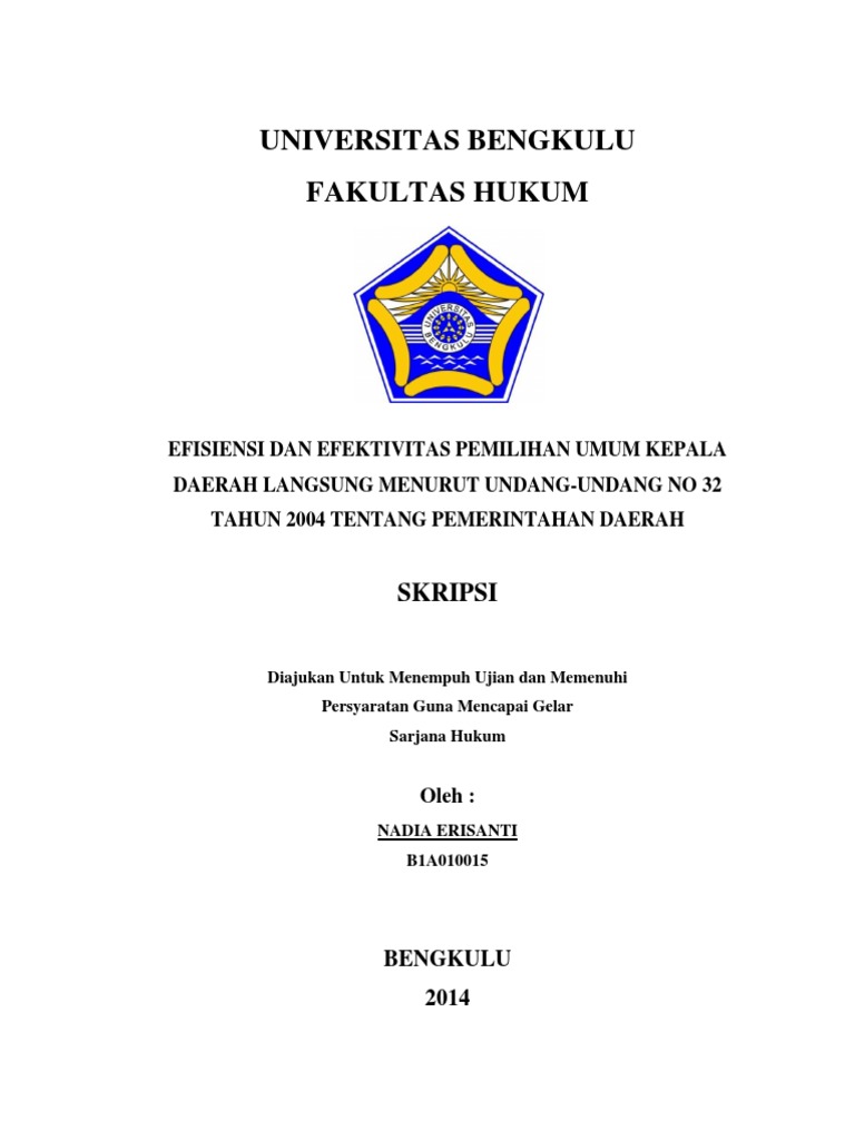 Universitas Bengkulu Fakultas Hukum: Skripsi | PDF
