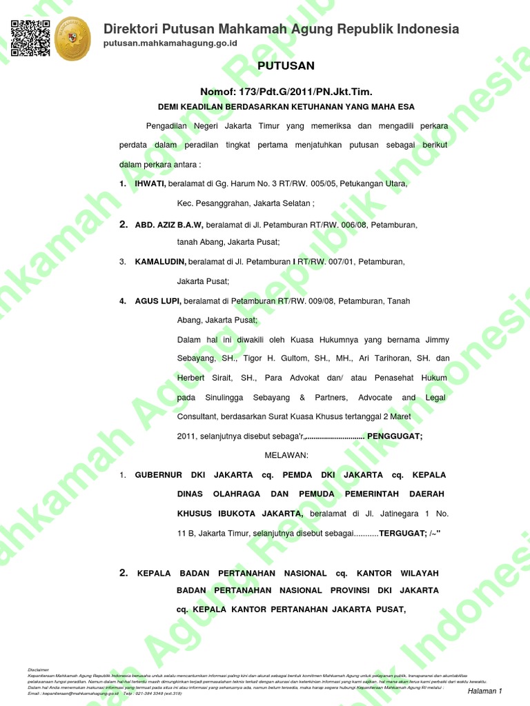 Putusan PN Jaktim 173 | PDF