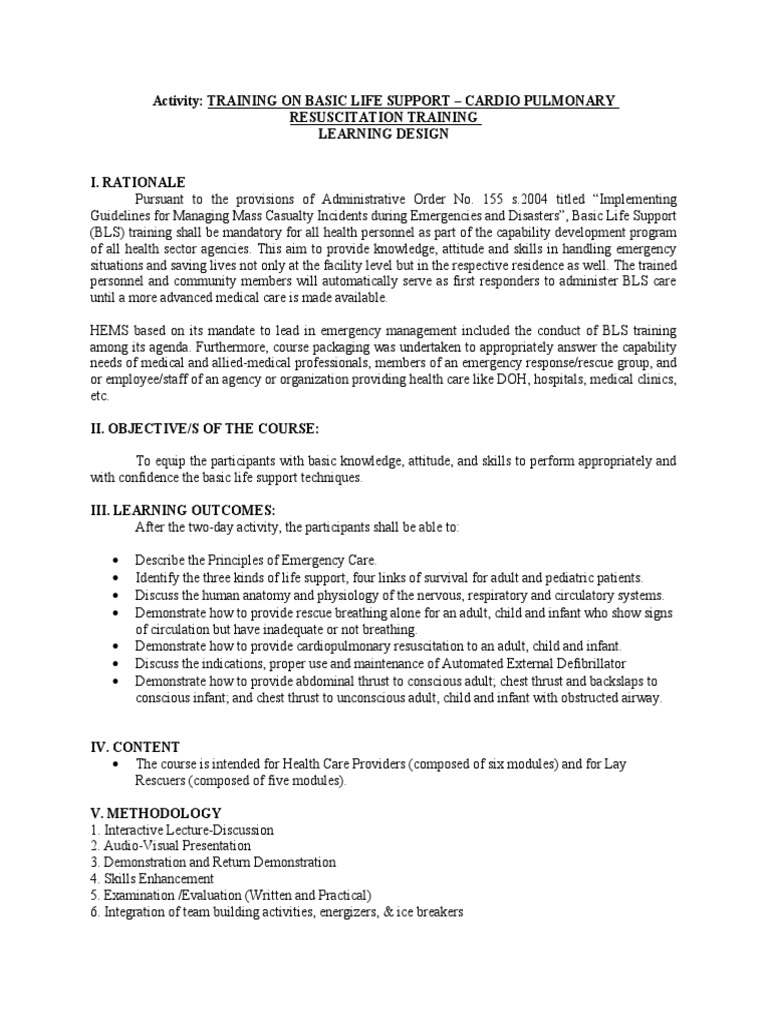 Sample Training Design | PDF | Medical Specialties | Clinical Medicine