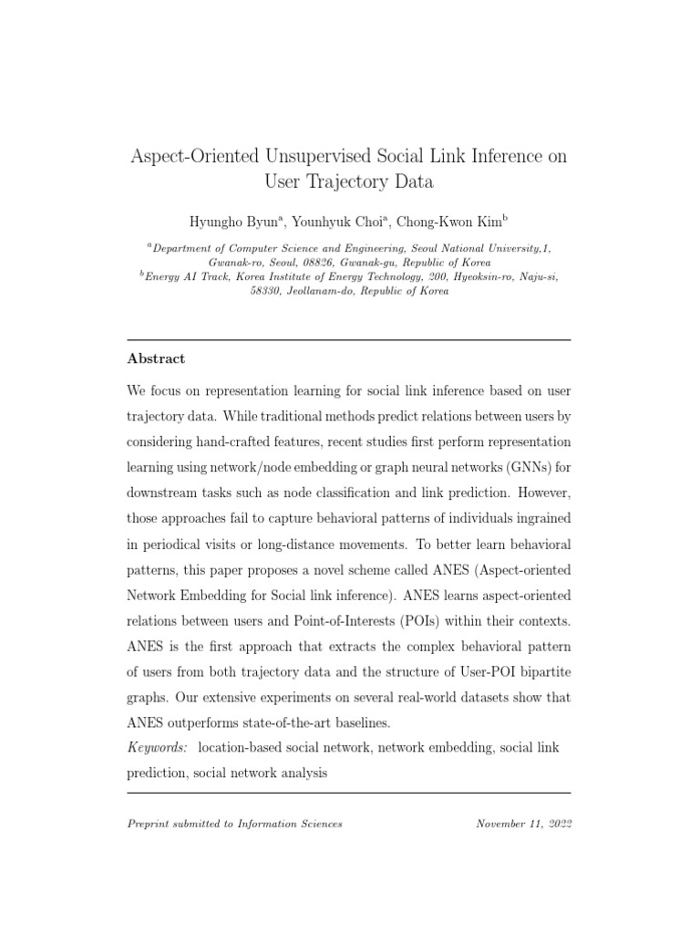 Aspect-Oriented Unsupervised Social Link Inference On User Trajectory Data | PDF | Social ...
