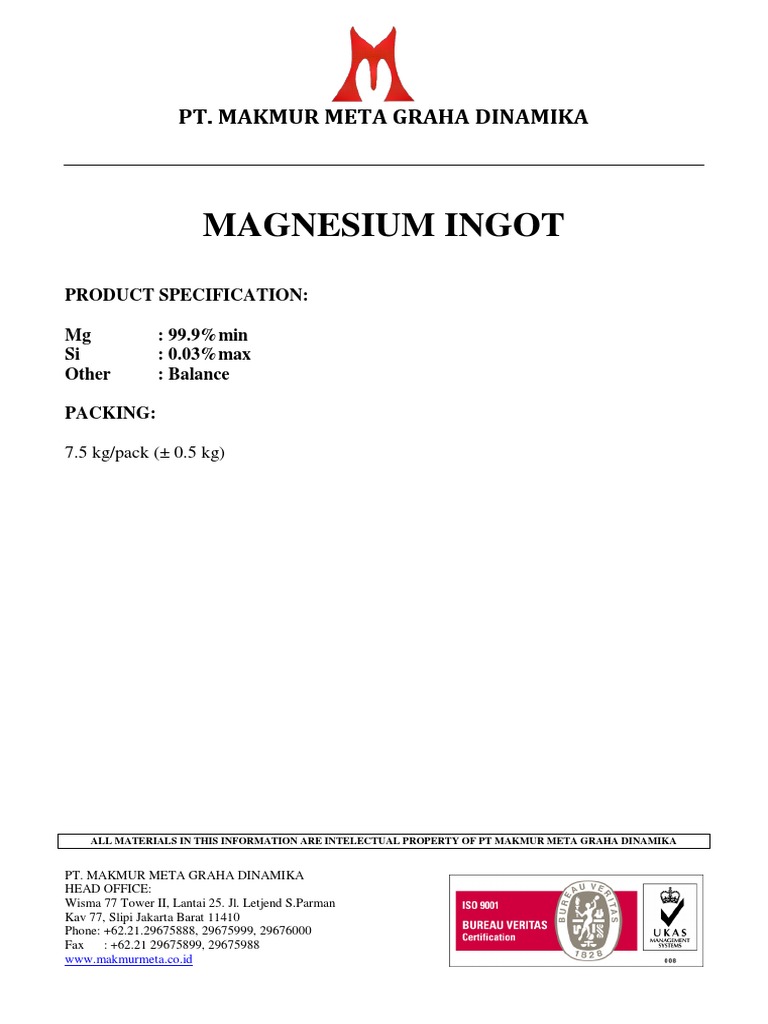 Magnesium Ingot | PDF