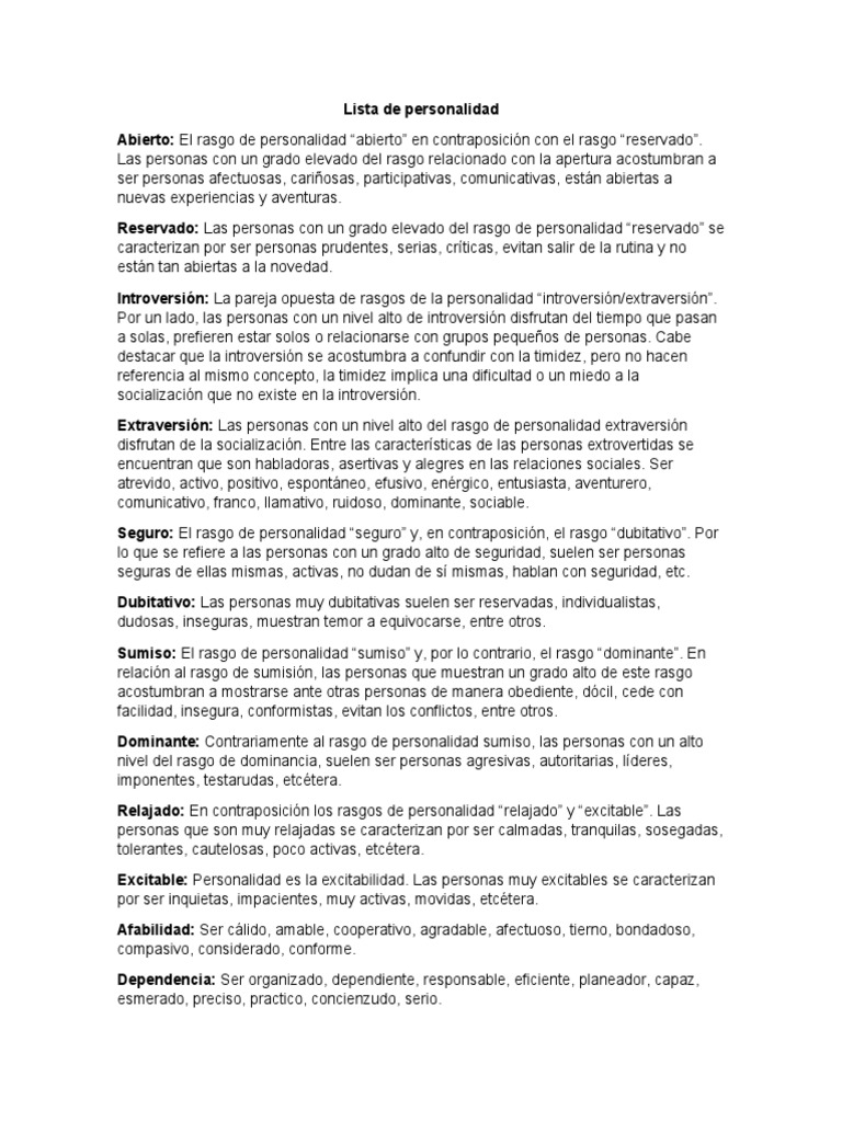 Lista de Personalidades | PDF | Autosuperación