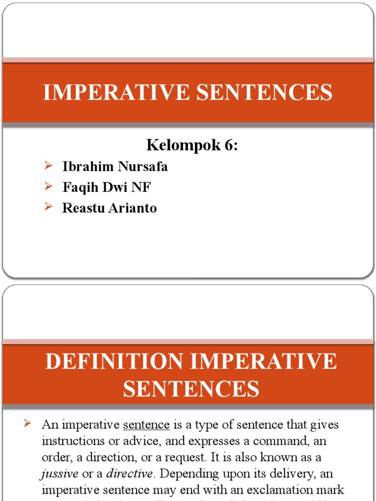Imperative Sentences | PDF