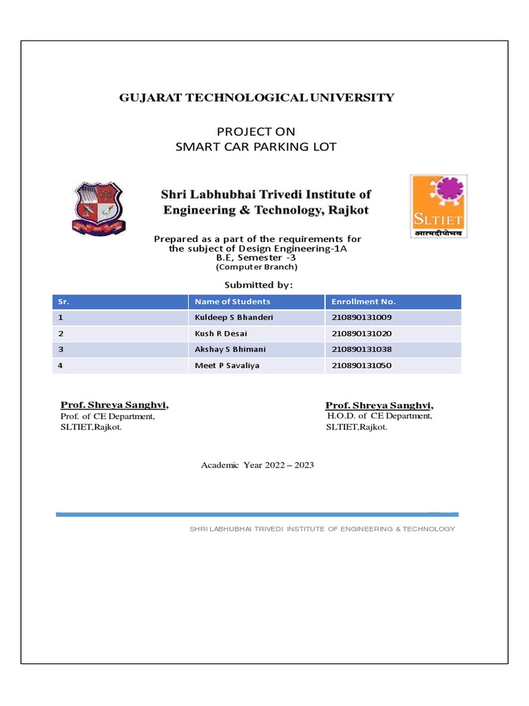 Smart Car Parking Lot | PDF | Car | Mind