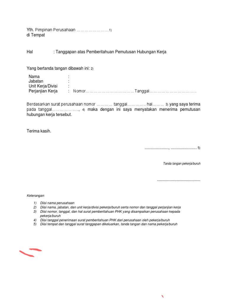 Surat Pernyataan Menyetujui PHK | PDF