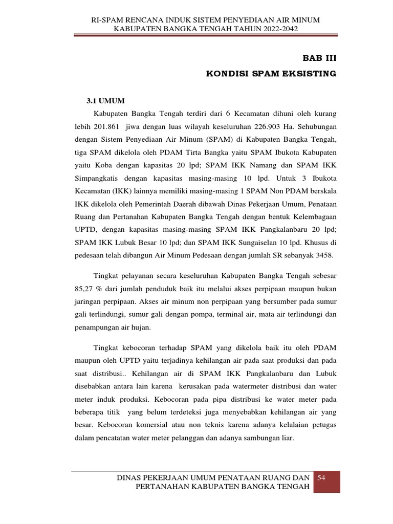 BAB 3 - Kondisi SPAM Eksisting - Edit | PDF