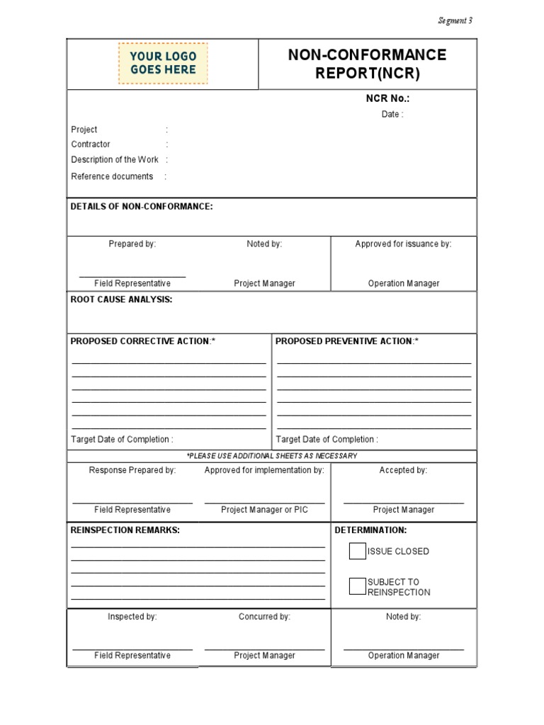 Non Conformance Report | PDF