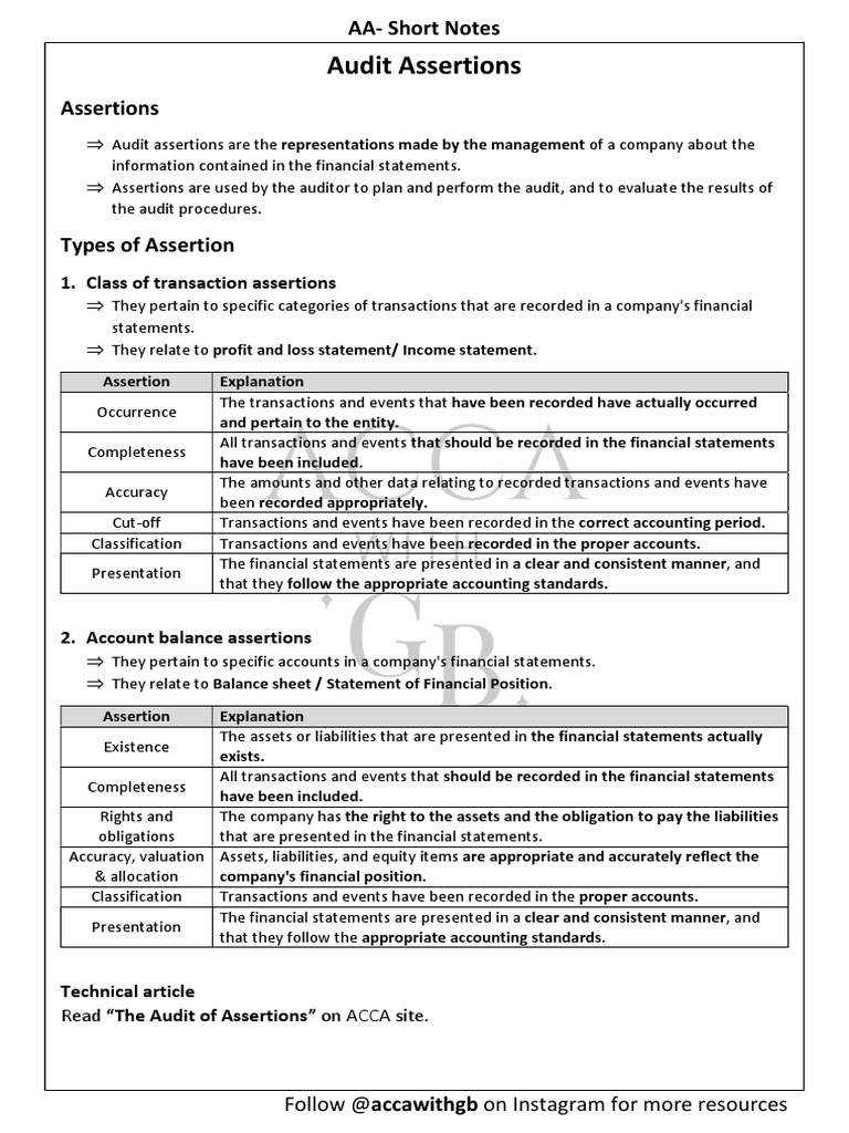 Audit Assertions | PDF