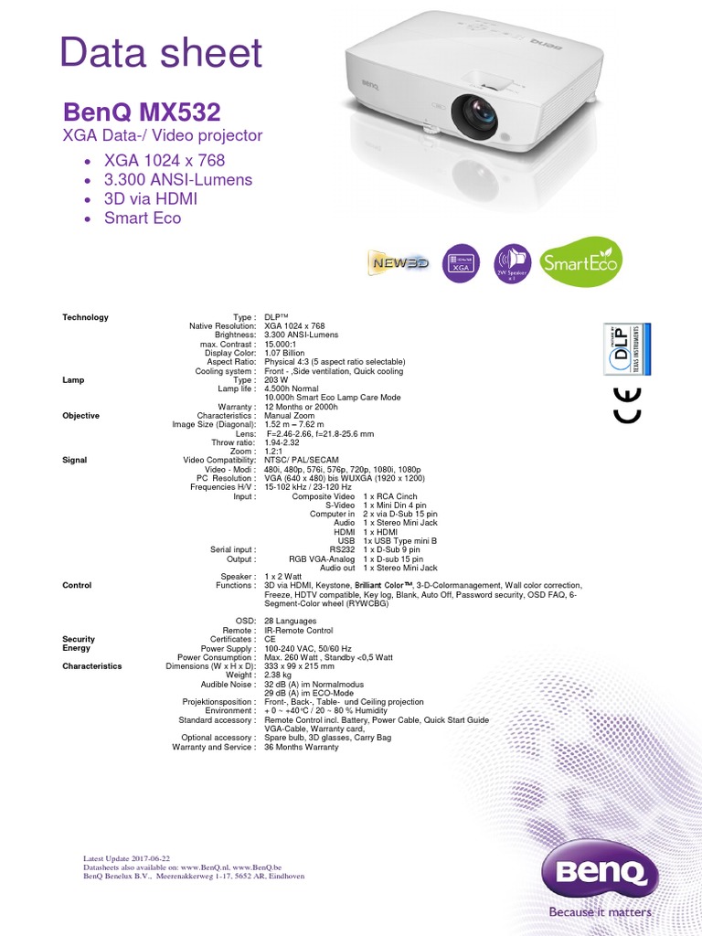 Benq MX532 | PDF | Hdmi | Video