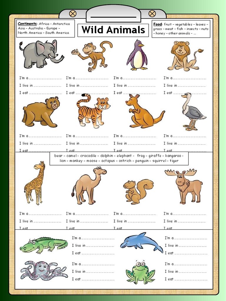 7.wild Animals Reading | PDF