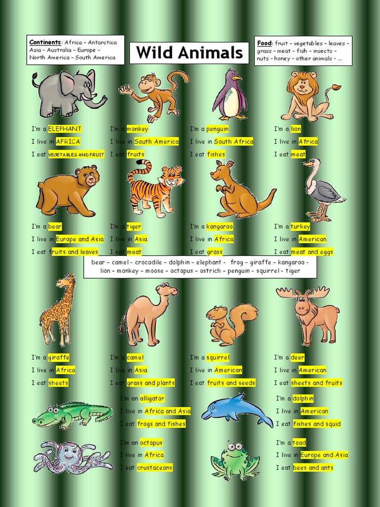 7.wild Animals Reading | PDF