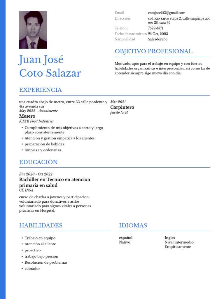 CV Juan Jose Coto Salazar | PDF