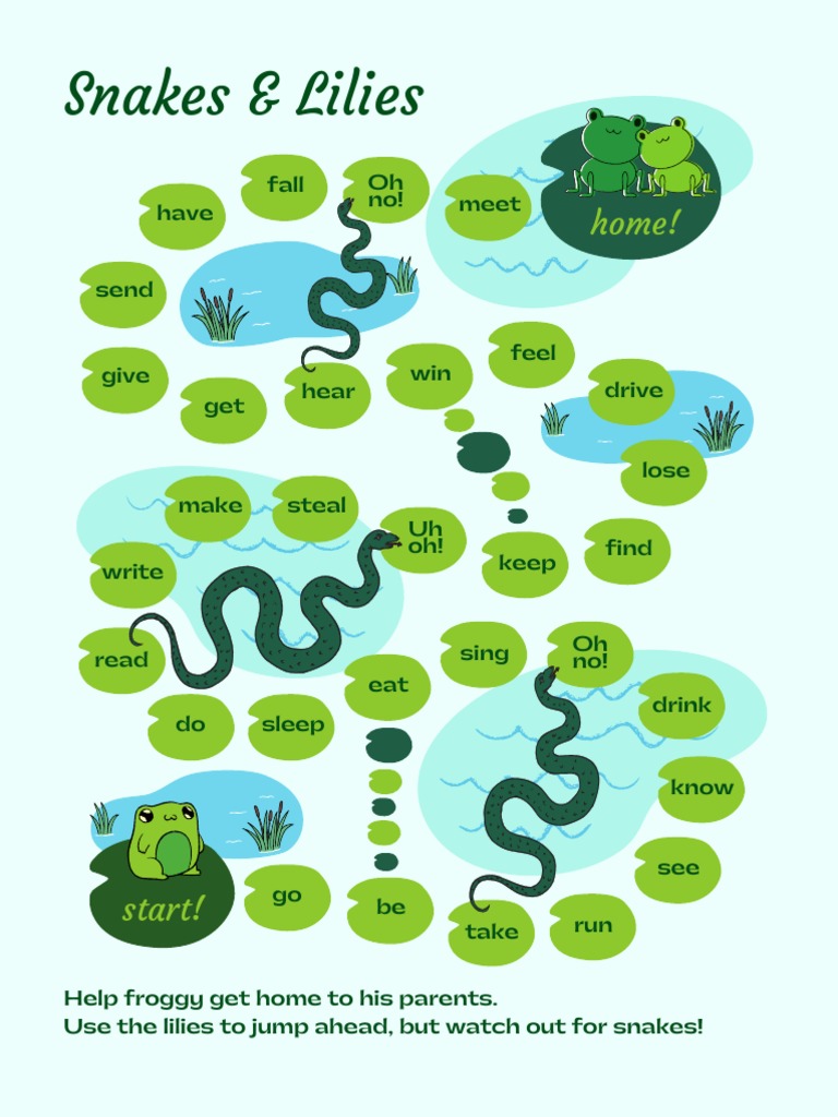 Green Frogs Verbs Game Worksheet | PDF