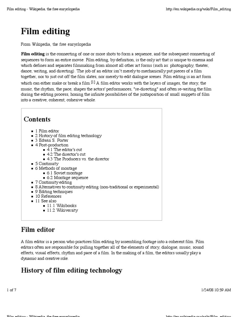 History of Film Editing | PDF | Film Theory | Video