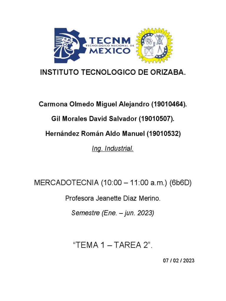 Tarea 2 Tema 1 | PDF | Marketing | Economias Tarea 2 Tema 1 | PDF | Marketing | Economias