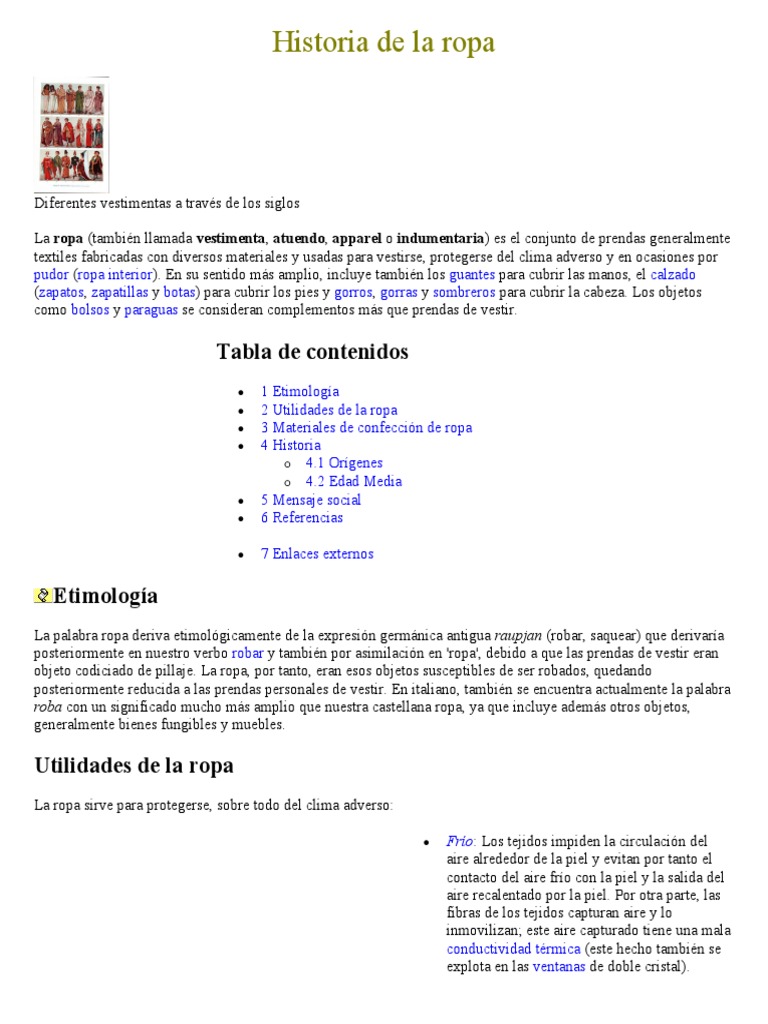 Historia de La Ropa | PDF | Ropa