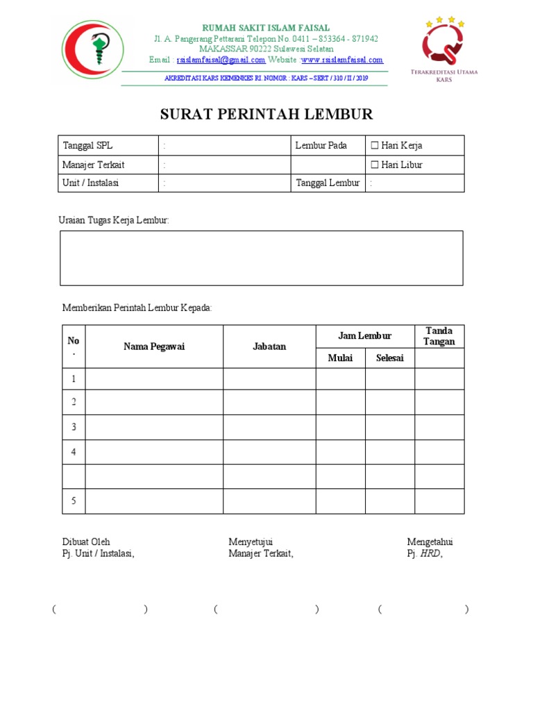 SURAT PERINTAH LEMBUR | PDF