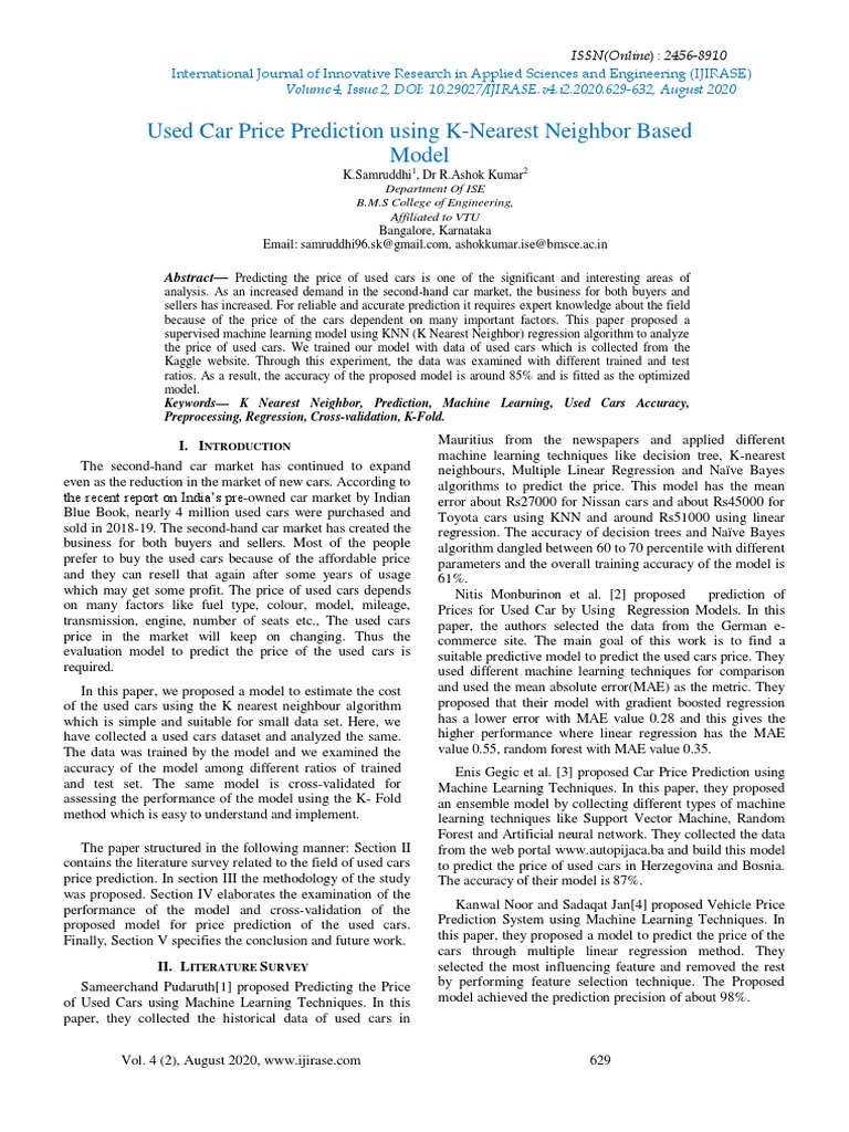 Used Price Prediction | PDF | Cross Validation (Statistics) | Cognitive Science