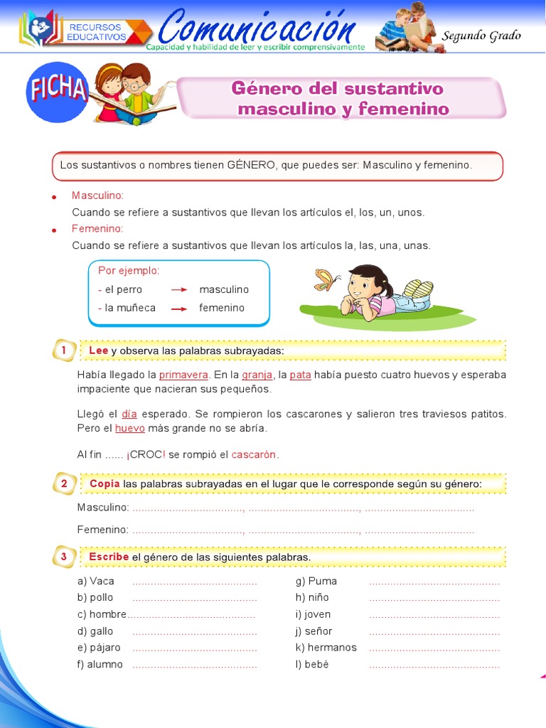 2° SUSTANTIVO-Género Masculino y Femenino (6p) | PDF | Organismos
