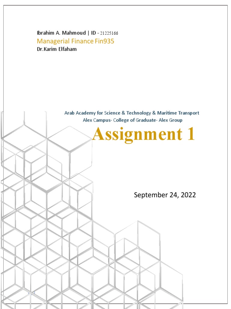 Managerial Finance Assignment1 Ibrahim Mahmoud | PDF