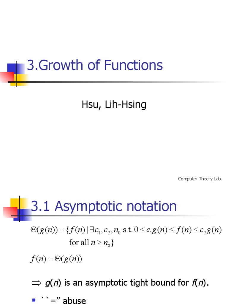 03 - Growth of Functions | PDF | Time Complexity | Elementary Mathematics