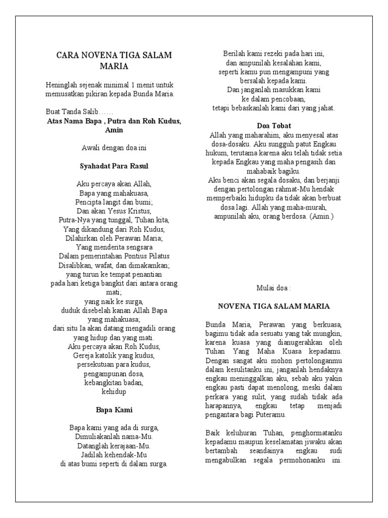 Novena Tiga Salam Maria | PDF