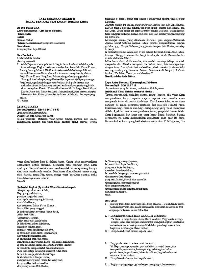 TATA perayaan ekaristi | PDF