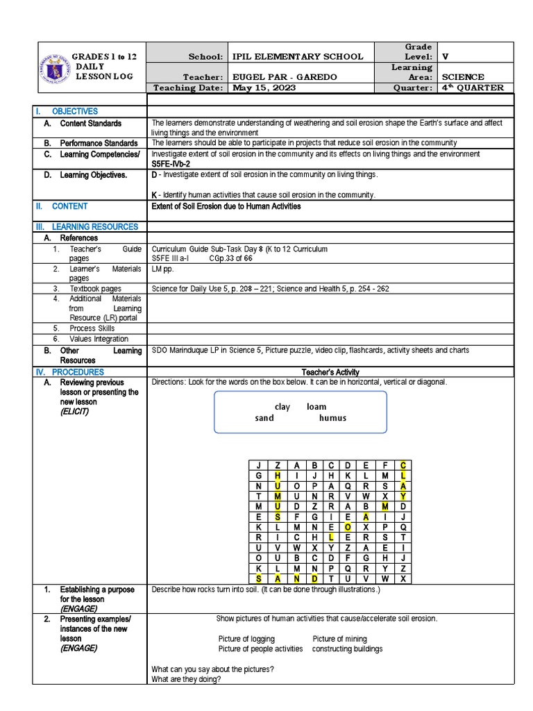 Science 5 - Q4 May 15 | PDF | Soil | Learning