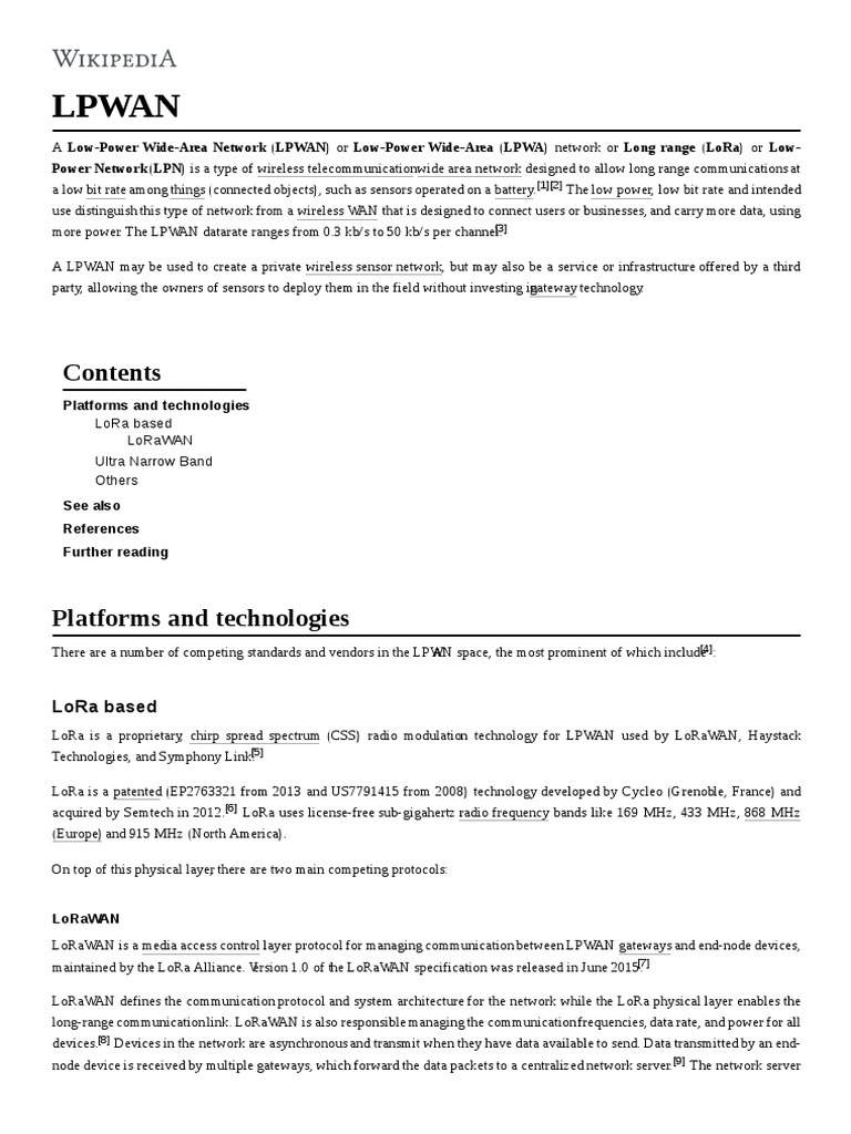 LPWAN | PDF | Computer Data | Electrical Engineering
