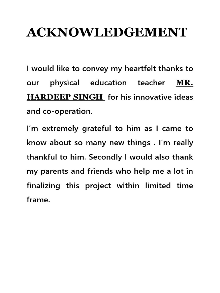 Acknowledgement - All Subjects | PDF