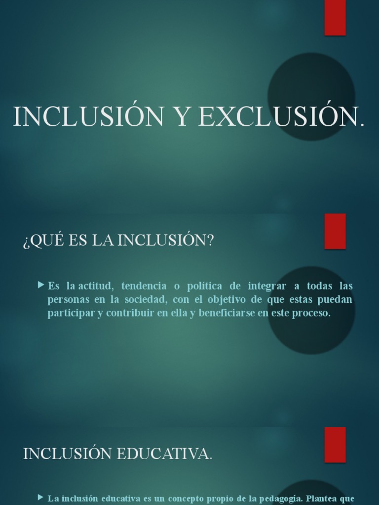 Inclusión y Exclusión Exposición Gramatica | PDF | Ciencias sociales ...