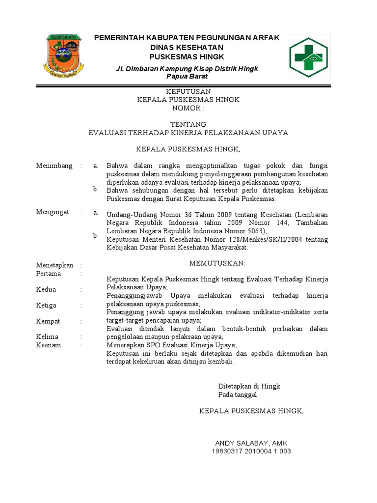 SK Evaluasi Kinerja Program | PDF