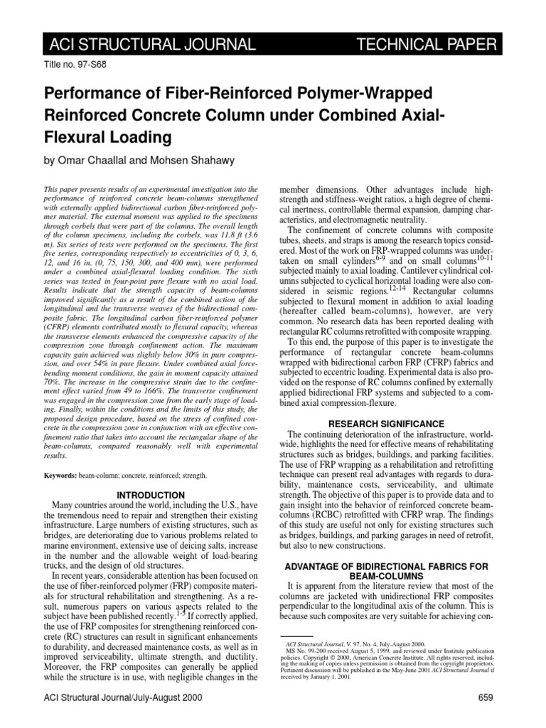 Performance of RFP Wrapped RC Column Under Combined Axial Flexural Loading | PDF | Deformation ...