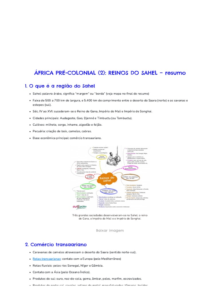 África Pré-colonial (2)_ Reinos Do Sahel - StudHistória | PDF | Mali | Gana