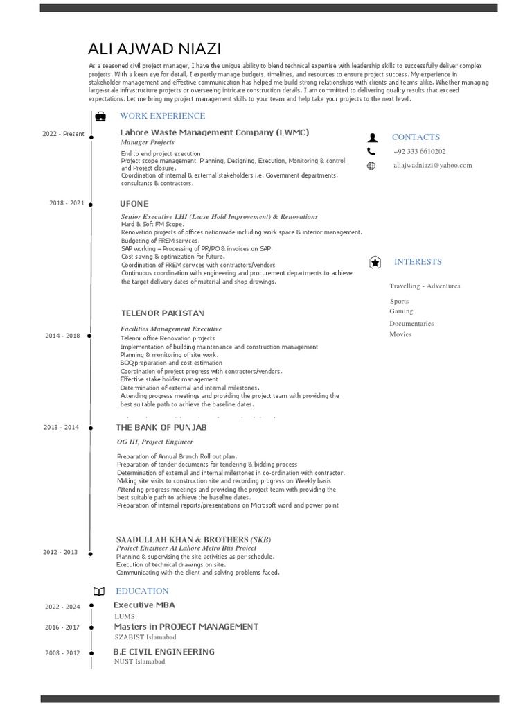 Ali - CV New | PDF | Project Management | Business